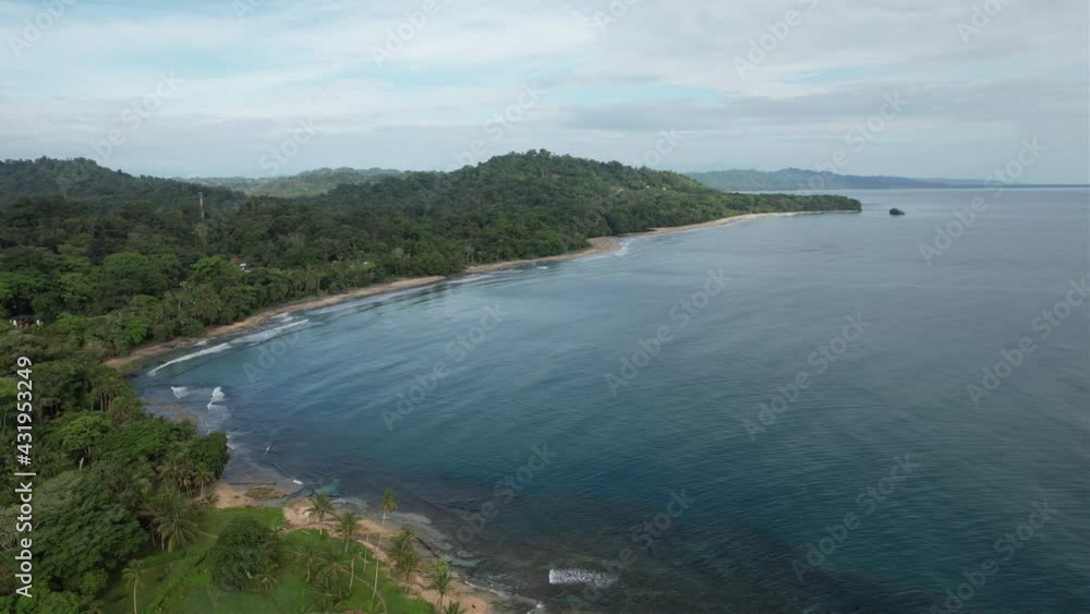 Lush tropical Caribbean Coast of Limon in Costa Rica -aerial views of ...