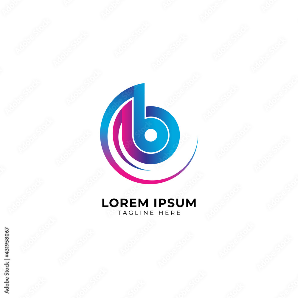 Colorful Letter B Alphabet Music Logo Design. Initial and Musical Note ...