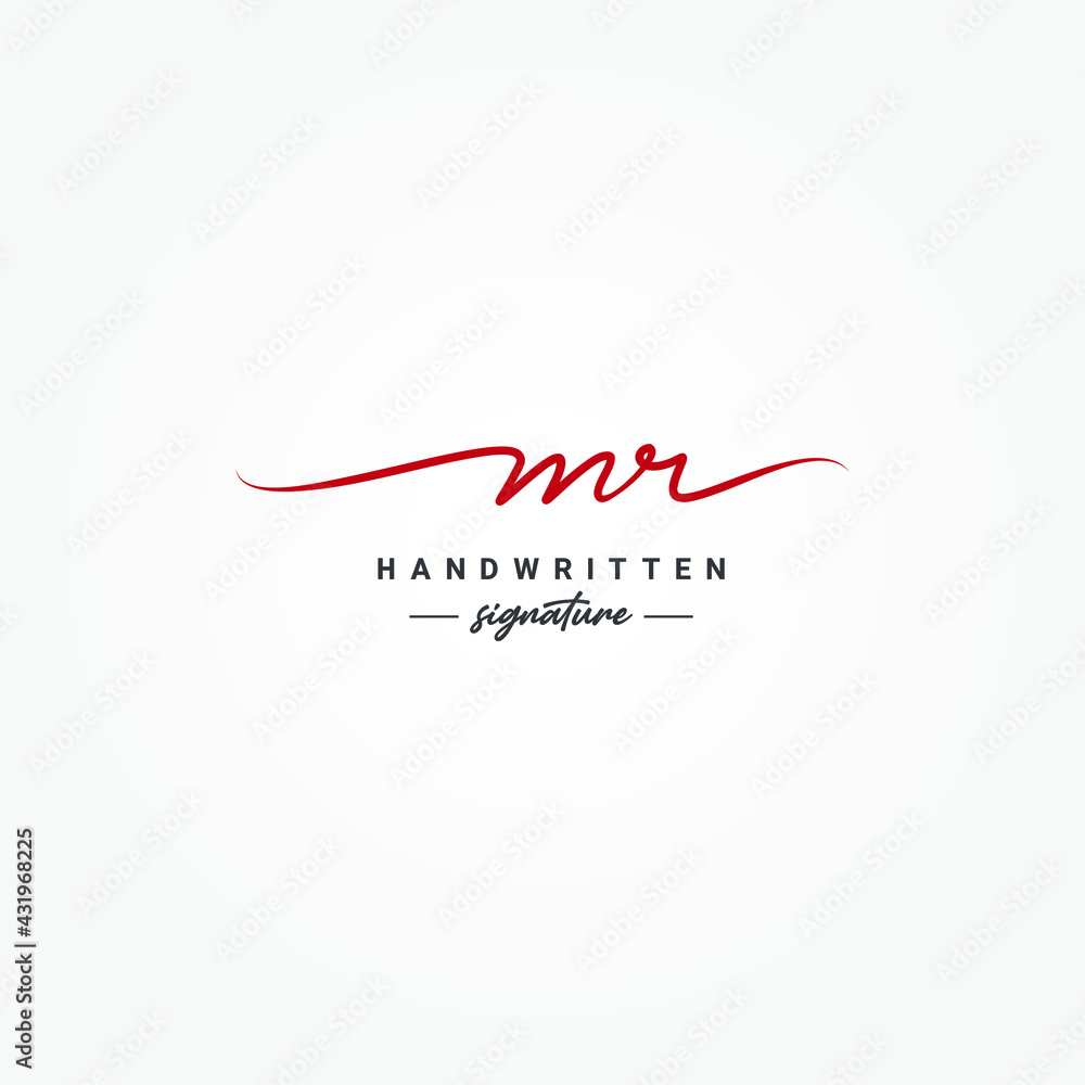 Initial Letter MR Logo - Hand Drawn Signature Logo Stock Vector | Adobe ...