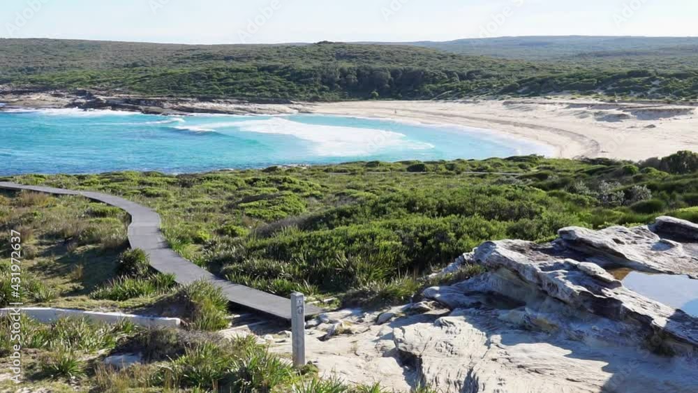 Australia, Royal National Park, Marley Beach, trail, walking grating ...