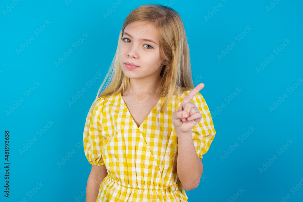 No sign gesture. Closeup portrait unhappy beautiful Caucasian little ...