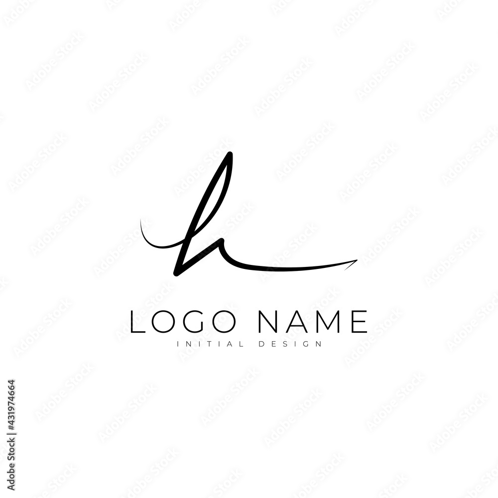 H initial handwriting logo template. signature logo concept. Hand-drawn ...