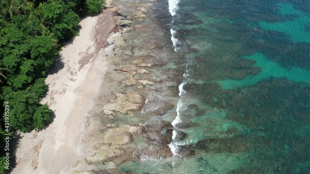 Lush tropical Caribbean Coast of Limon in Costa Rica -aerial views of ...