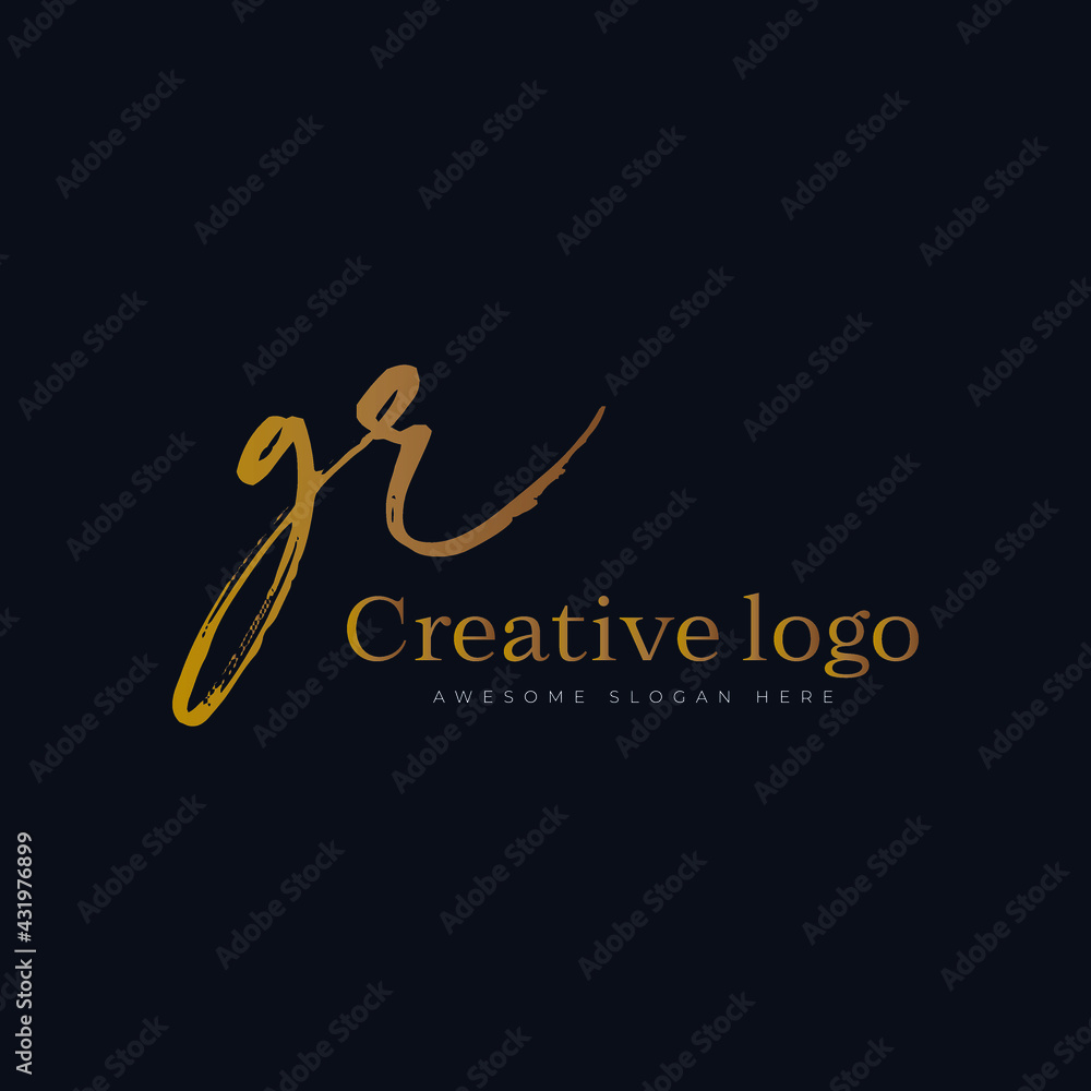 GR G R initial handwriting logo template. signature logo concept. Hand ...