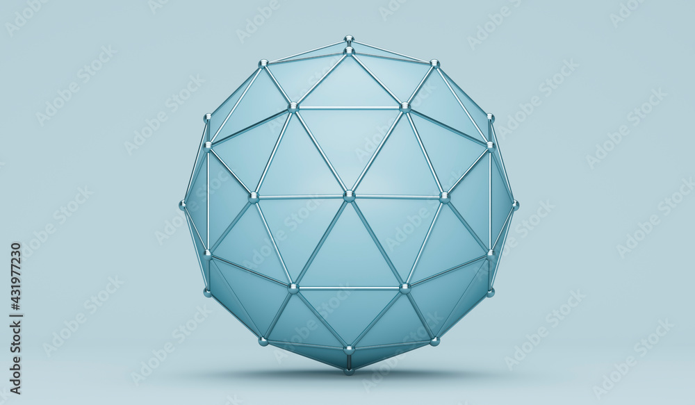 Polyhedron sphere against blue background Stock Photo | Adobe Stock