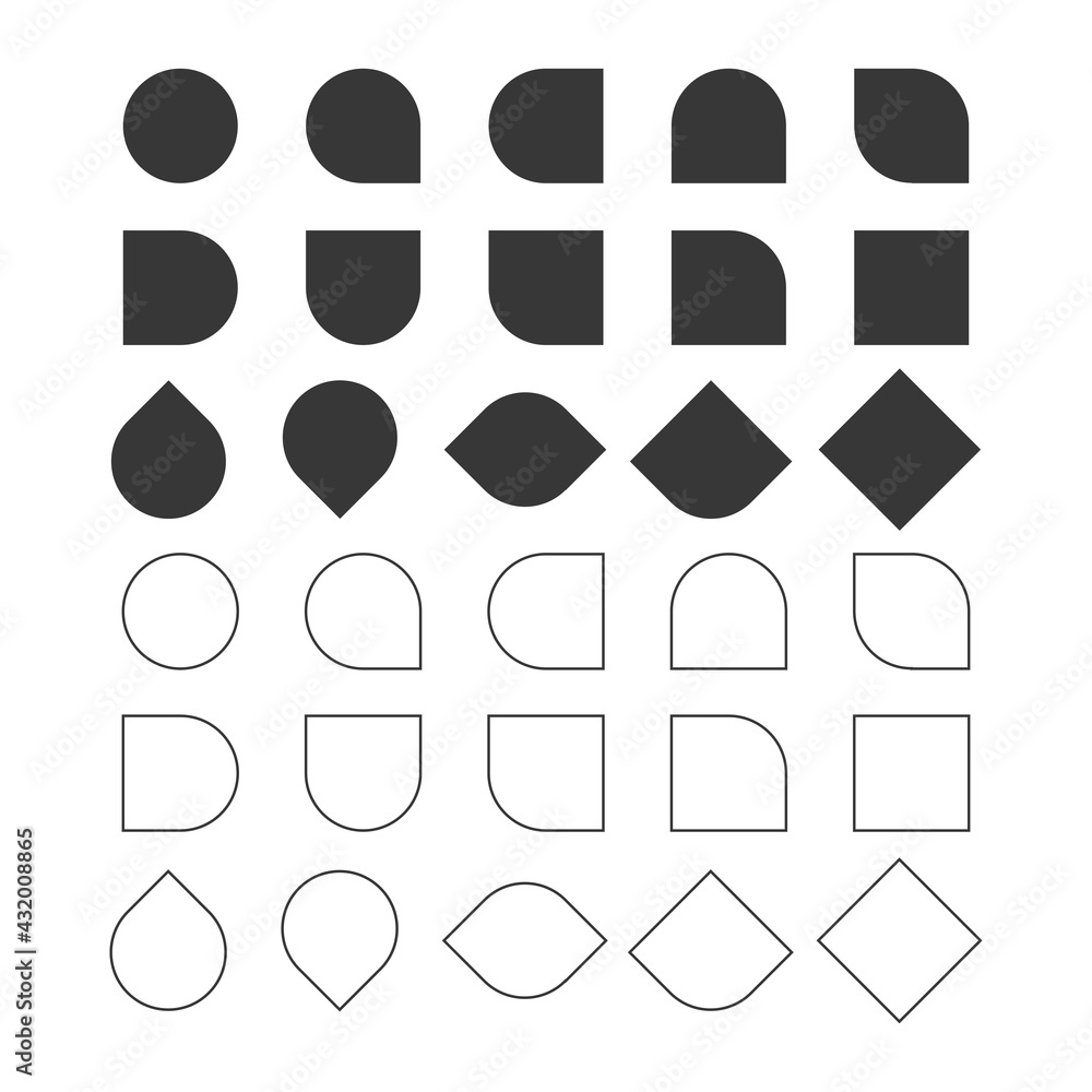 Black basic solid and line empty circle and square changing shapes ...
