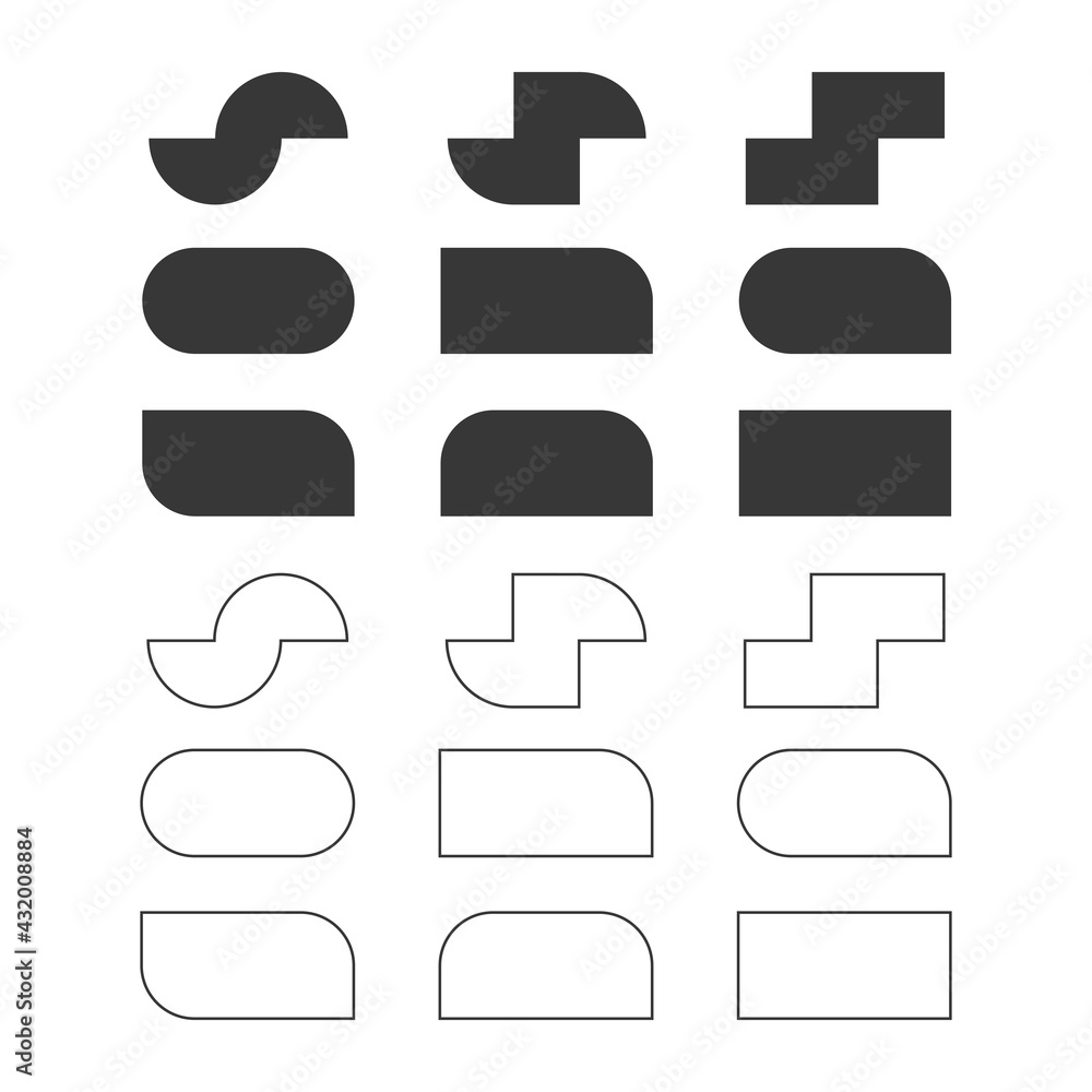 Black basic solid and line empty rectangle shapes design elements set ...