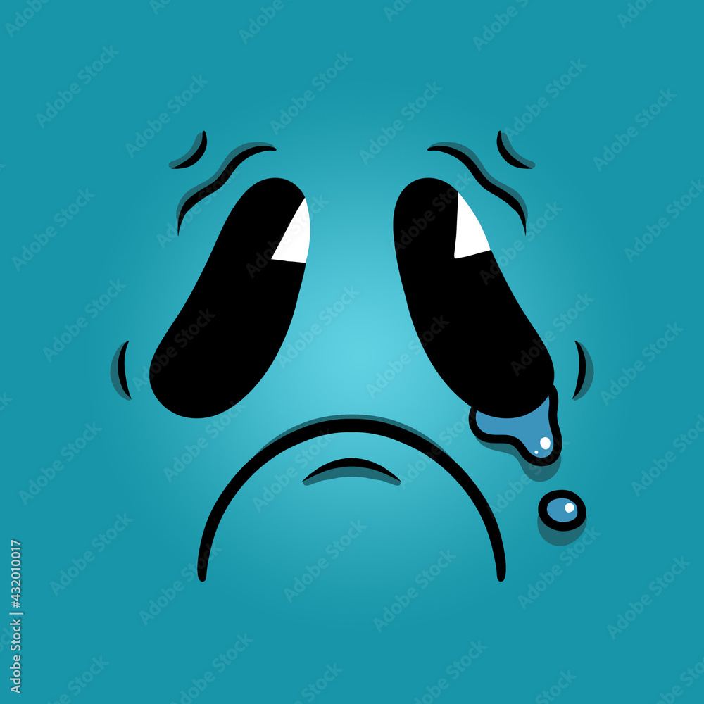 Blue Sad Crying Face