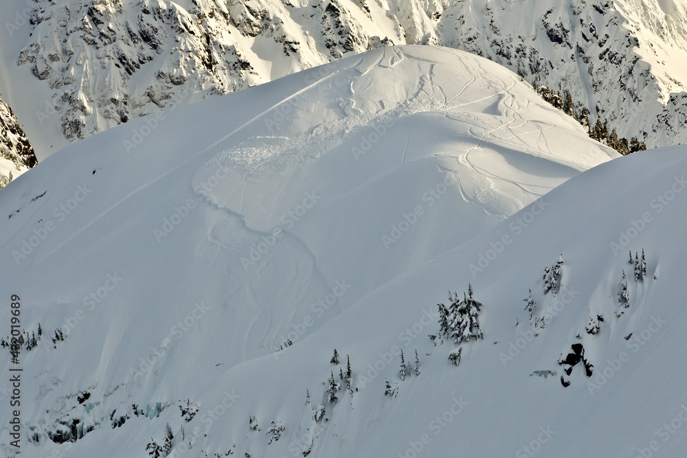 An avalanche fracture along the Shuksan Arm in the backcountry of Mt ...