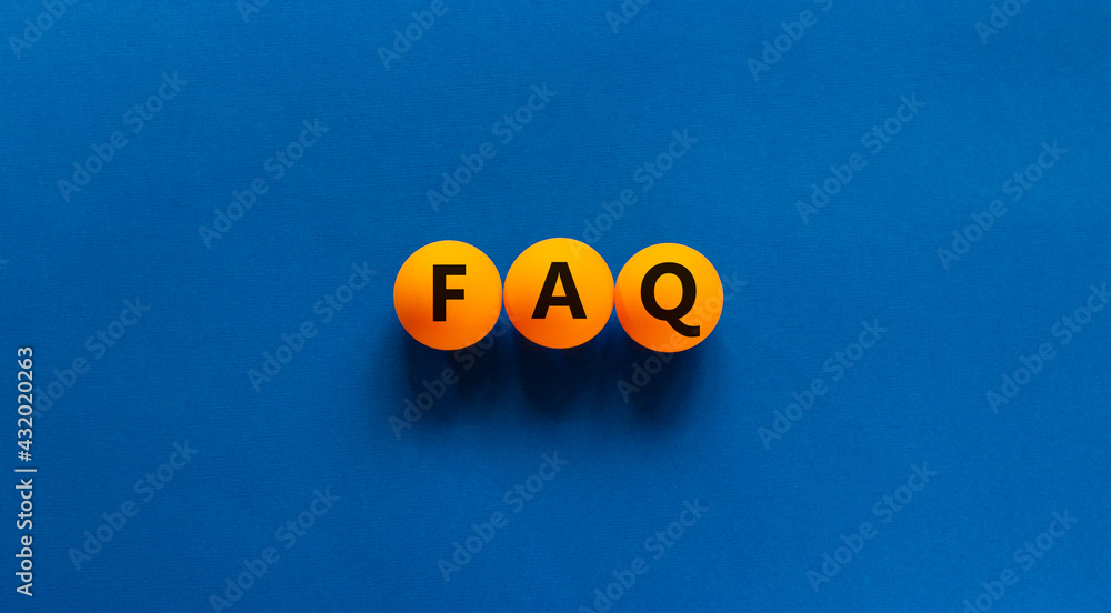 FAQ, frequently asked questions symbol. Orange table tennis balls with ...
