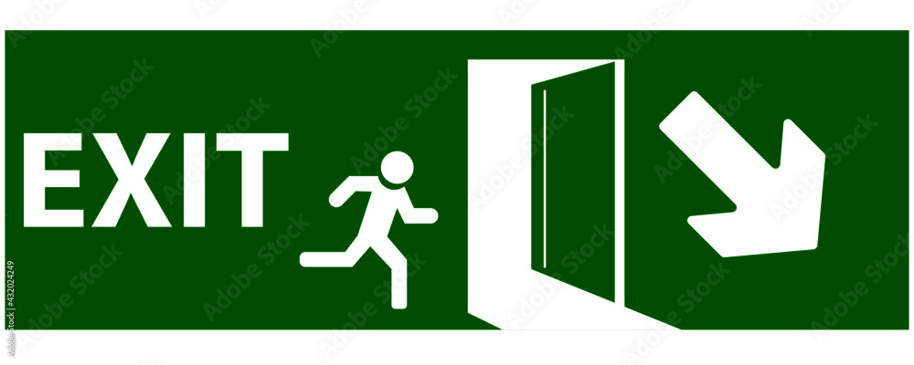 Emergency Exit door is indicated by an arrow. Exit emergency door ...