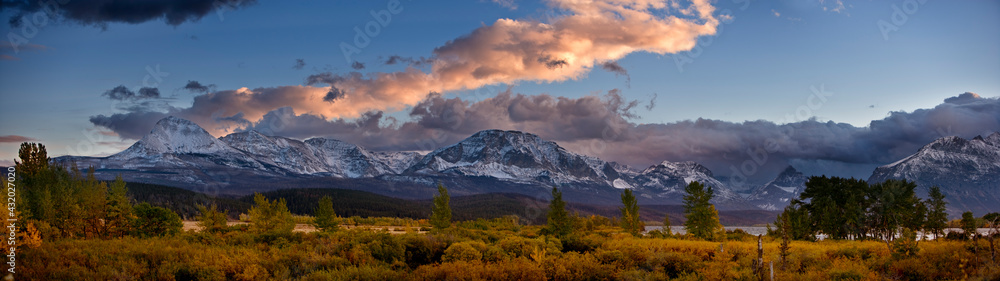 Divide and Curly Bear Mountains, Saint Mary Lake, Glacier National Park ...