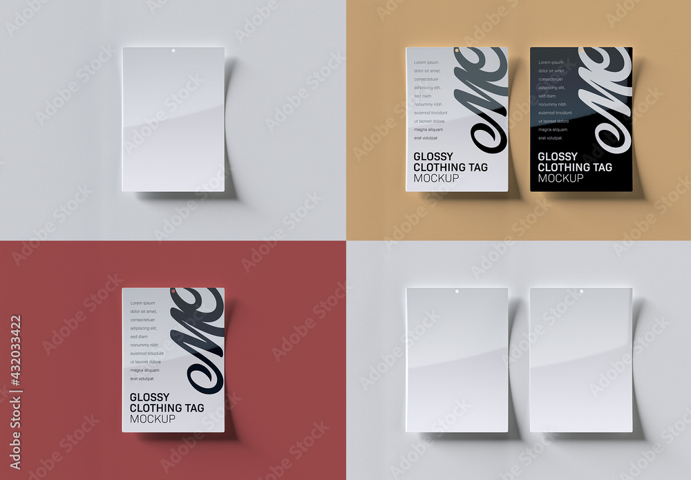 Photorealistic Glossy Rectangle Tags Mockup Stock Template | Adobe Stock