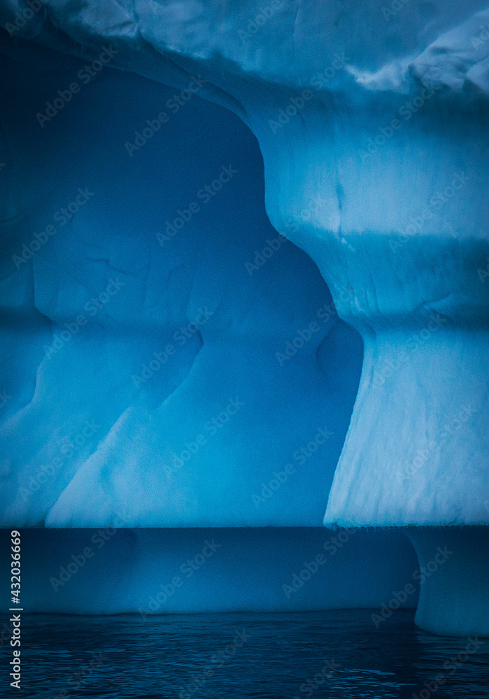 Different shades of blue of an iceberg in Antarctica. Stock Photo ...