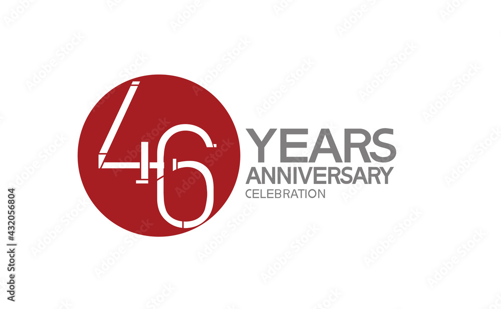 46 years anniversary logotype design with big red circle can be use for ...