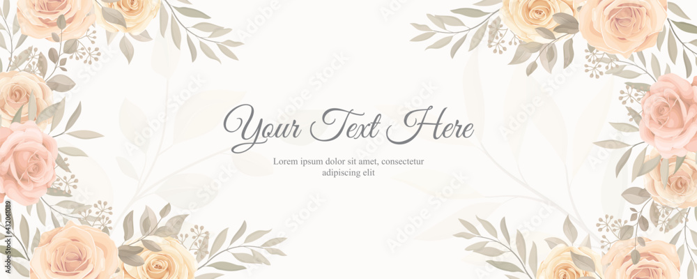 Elegant banner with soft color of blooming rose flower ornament Stock ...