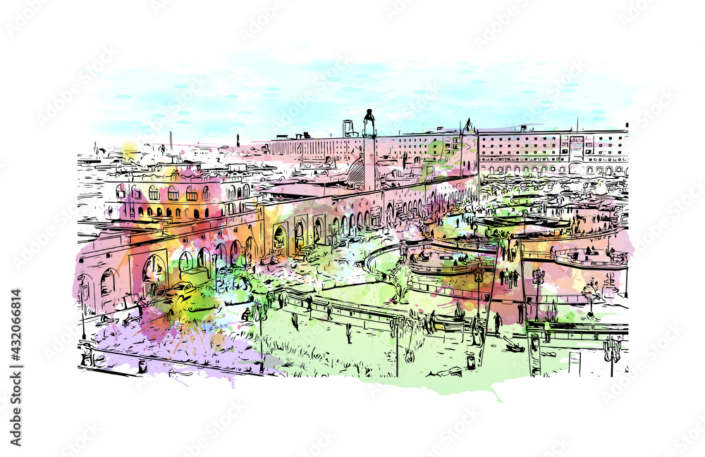 Building view with landmark of Erbil is the capital of Iraqi Kurdistan ...