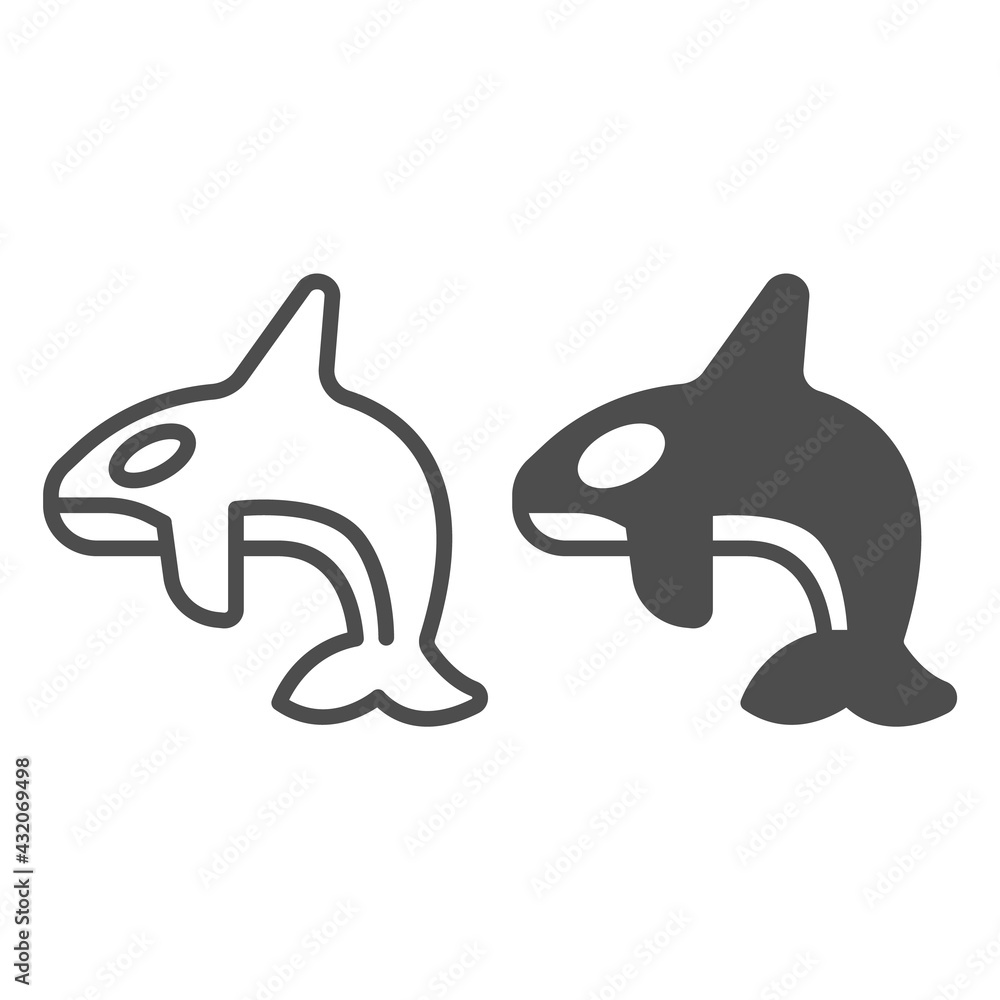 Whale shark line and solid icon, worldwildlife concept, whale shark ...