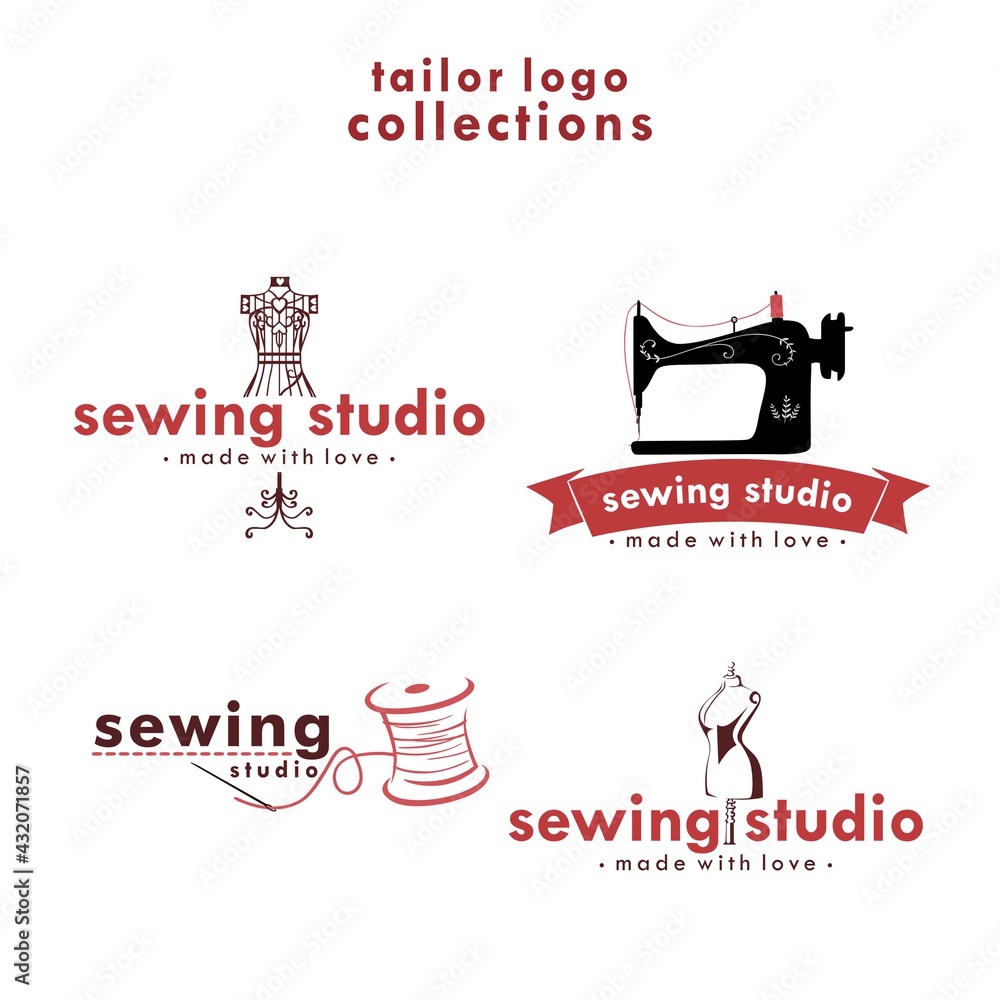 Tailor Sewing and Stitching Logo Set, Needle and Yarn Logo, Simple ...