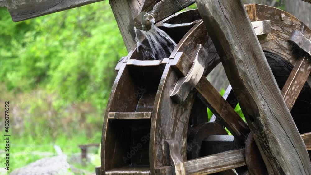 Traditional Water Wheel Spinning In Namsan Park, traditional Korean ...