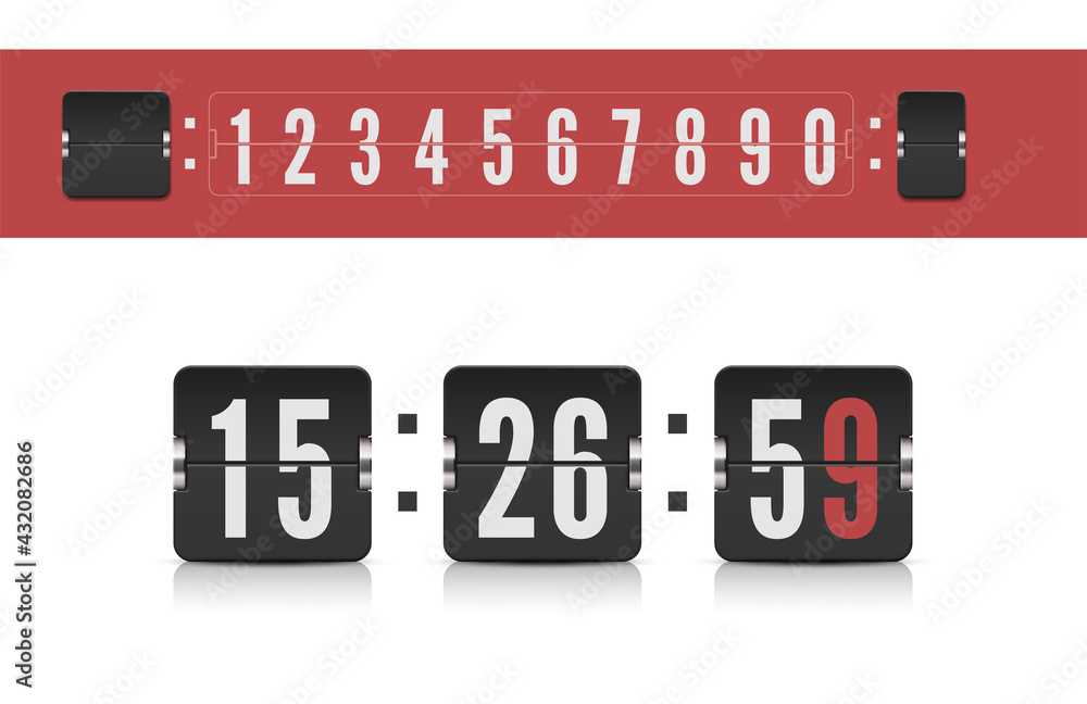 Scoreboard number font. Vector modern ui design old countdown timer ...