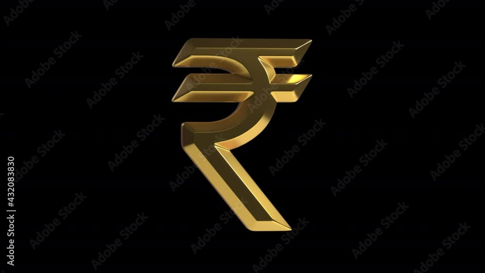 Stockvideon INR Indian Rupee Rotating Sign. Gold symbol on a ...