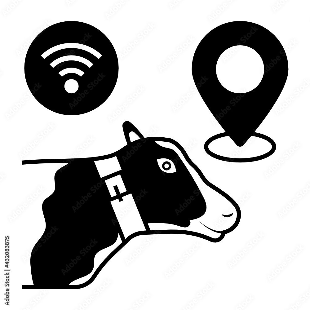 Livestock Tracker with Location Concept Vector color Icon Design, dairy ...