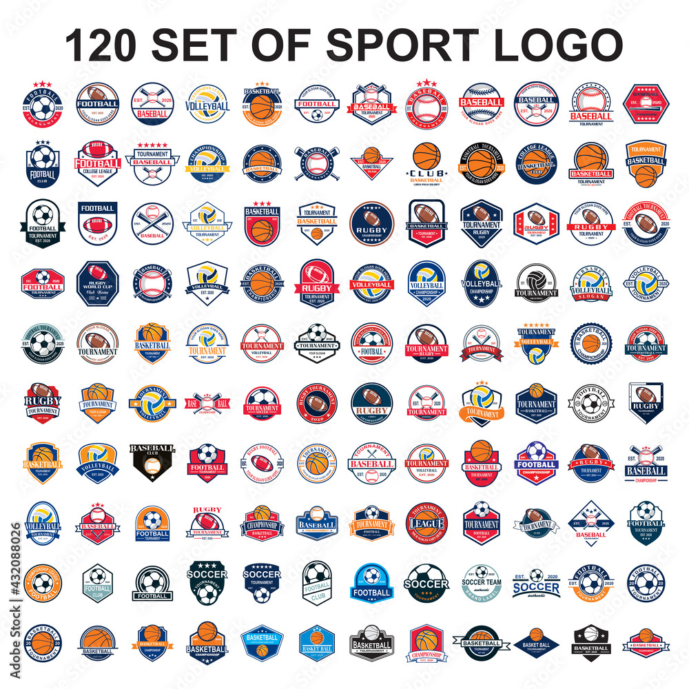 set of sport logo , set of ball tournament vector Stock Vector | Adobe ...