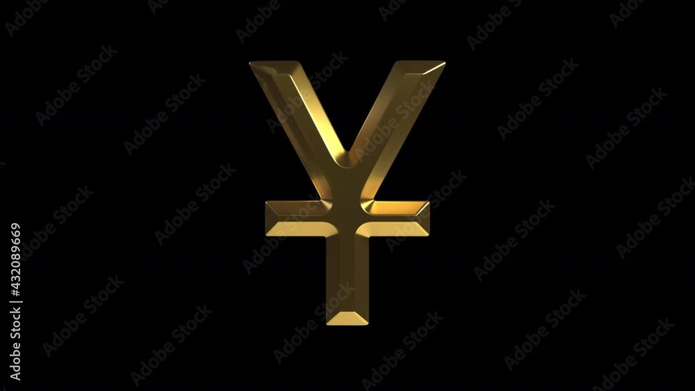 CNY Chinese Yuan Sign. Gold symbol on a transparent background. Side to ...