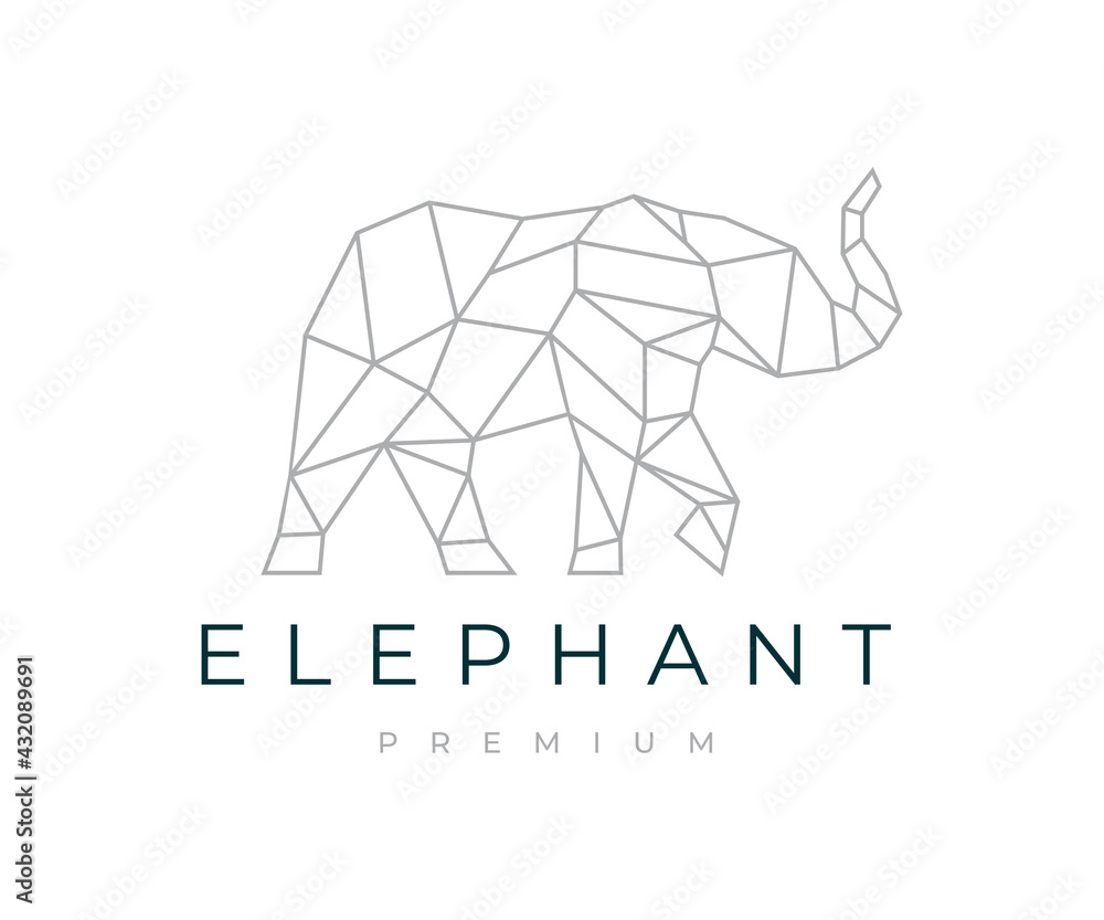 Geometric Line Art Style of Elephant logo design vector illustration ...