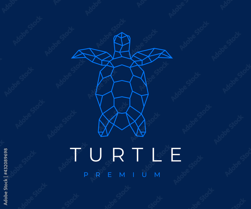 Geometric Line Art Style of Turtle logo design vector illustration ...