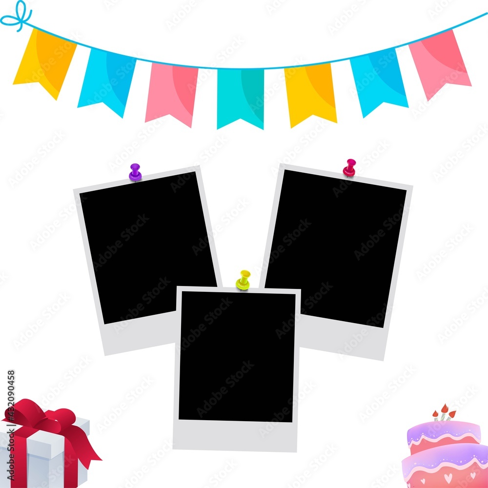 Happy Birthday Photo frame vector illustration, Happy Birthday ...