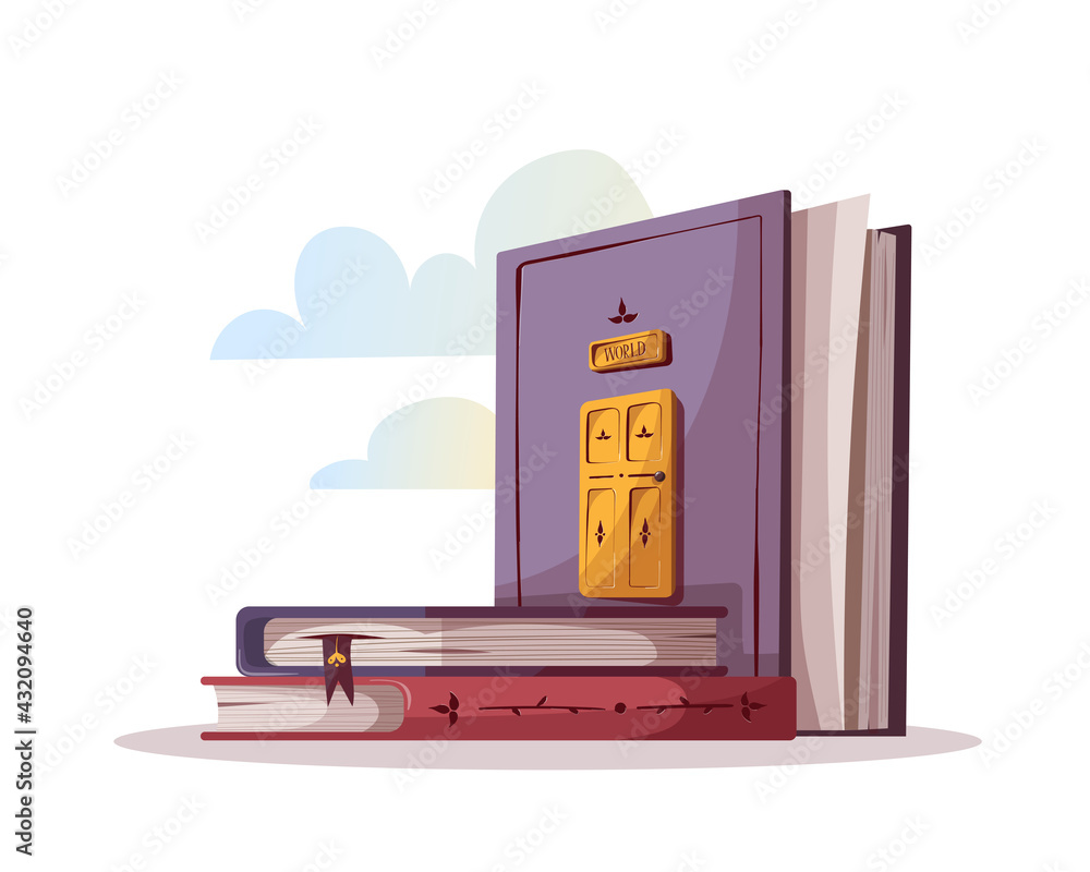 Book with door. Bookstore, bookshop, library, book lover, bibliophile ...