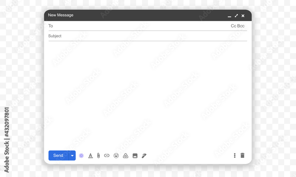 Mail mockup screen. Template of browser window for contact form. Vector ...