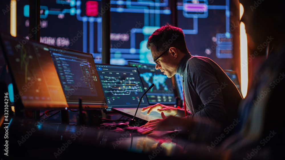 Professional IT Technical Support Specialist Making an Intercom ...