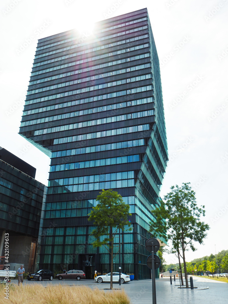 June 2018 - Leuven, Belgium: The iconic Imec Tower which is the ...