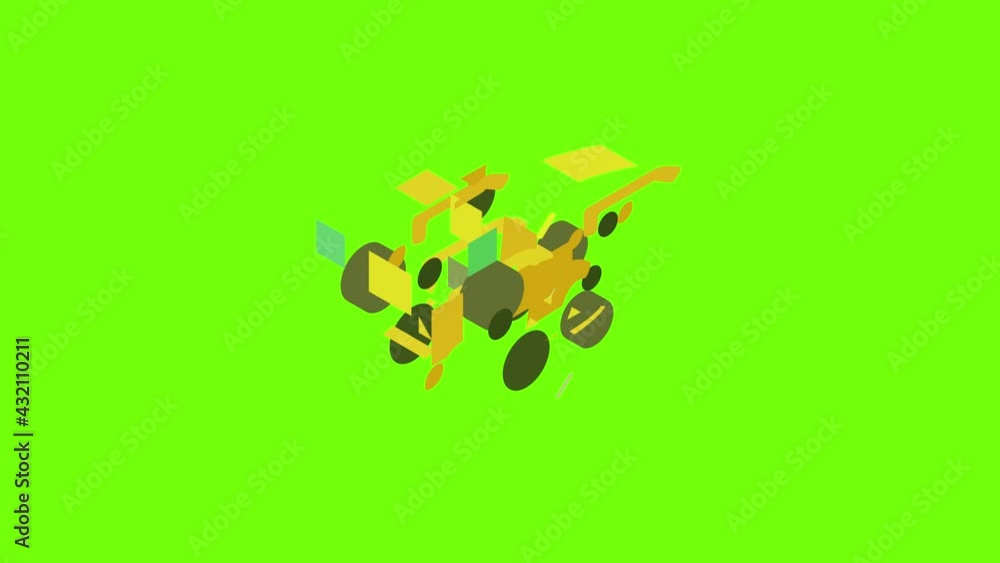 Motor grader machine icon animation cartoon object on green screen ...