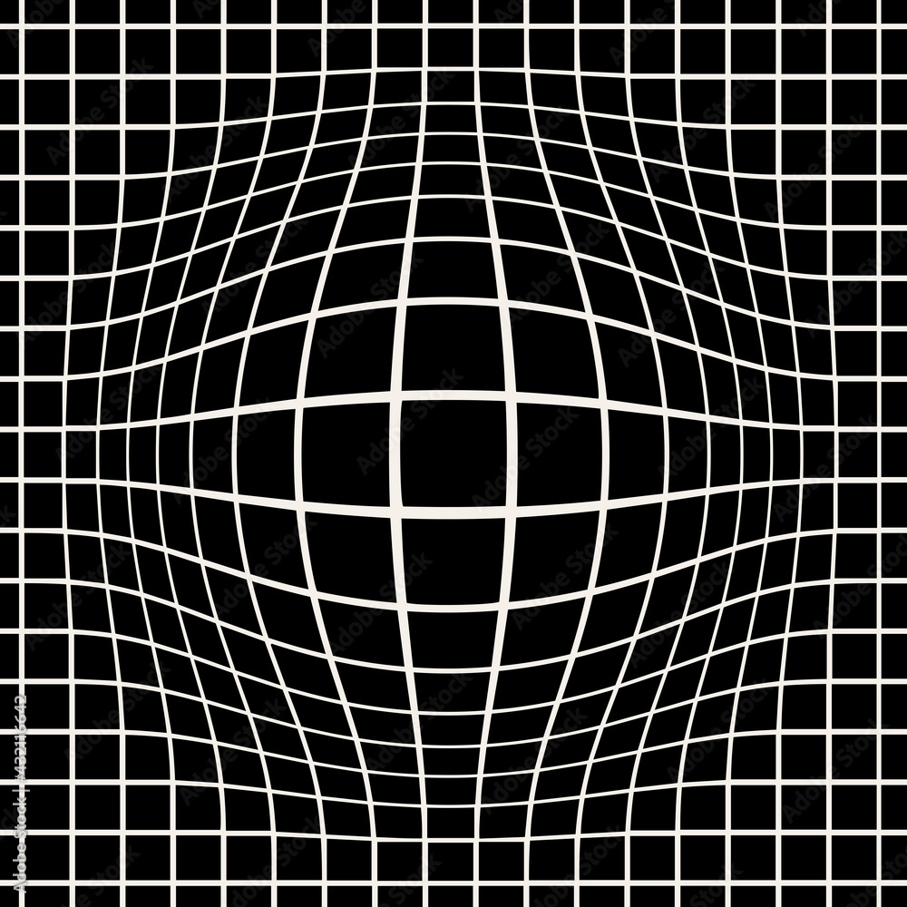 Vector seamless pattern with optic illusion. Abstract distorted square ...