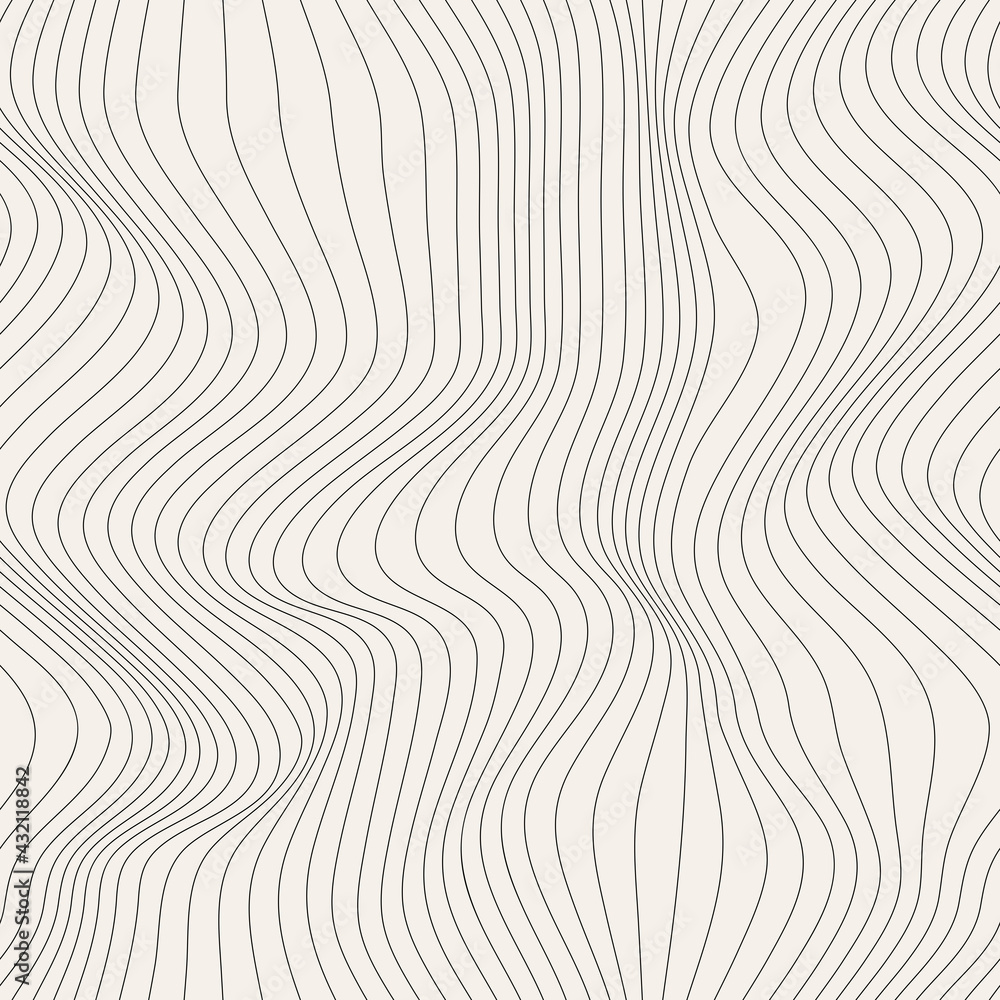 Vector Seamless Pattern Abstract Monochrome Linear Texture Creative Background With Thin Wavy