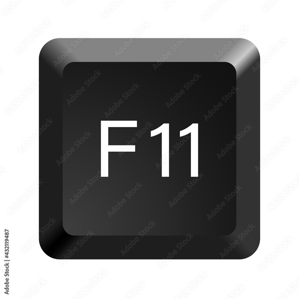 Key With With F11 Symbol Black Computer Keyboard Button Icon Vector
