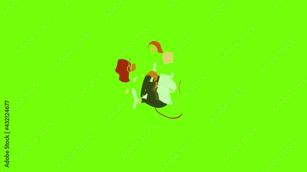 Woman in costume icon animation cartoon object on green screen ...