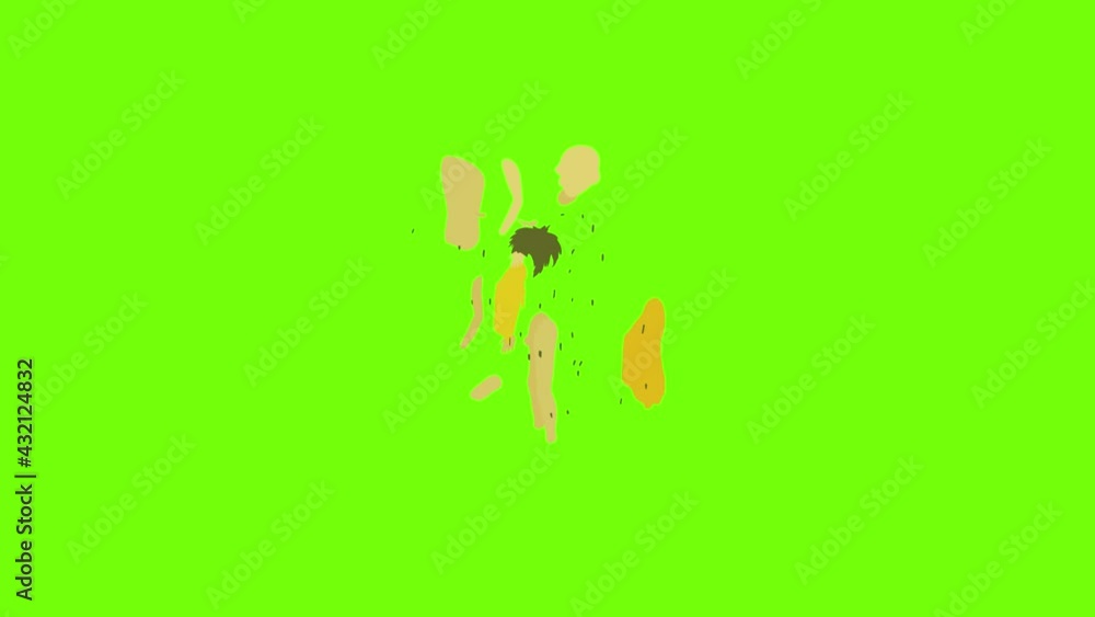 Neanderthal icon animation cartoon object on green screen background ...