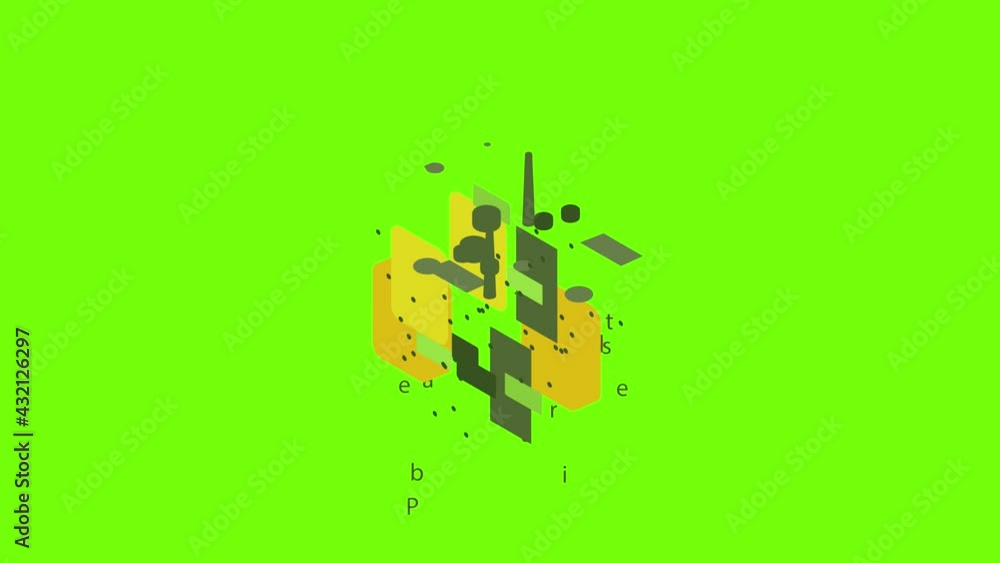 Portable radio icon animation cartoon object on green screen background ...