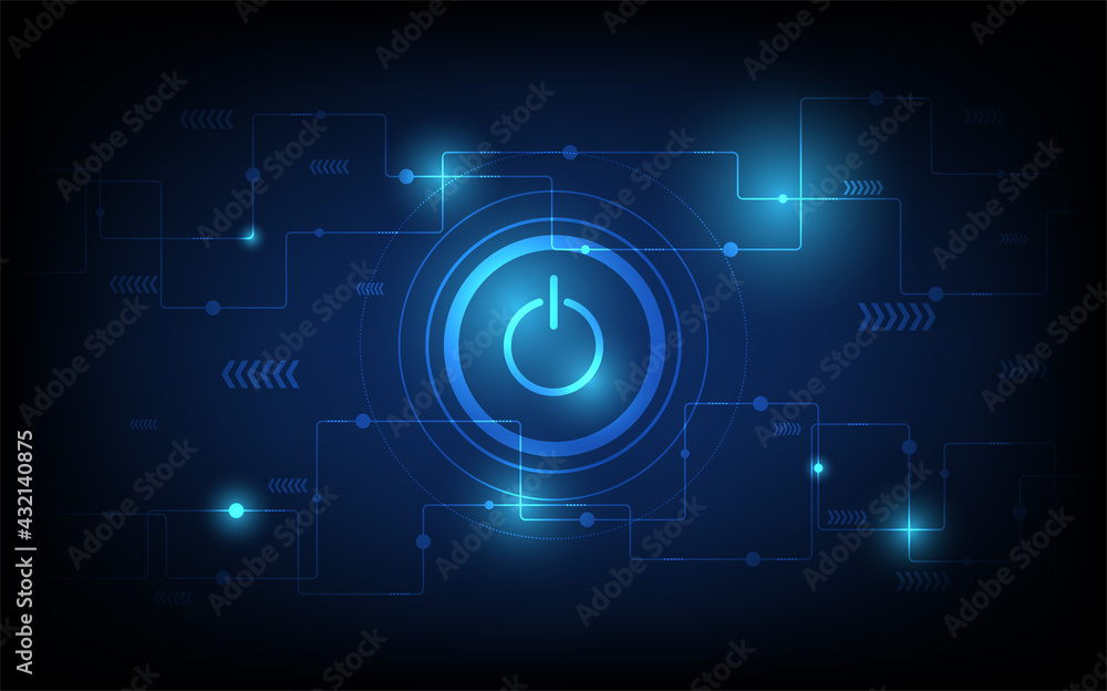 Power button neon glowing lines, Power button concept, Science and ...