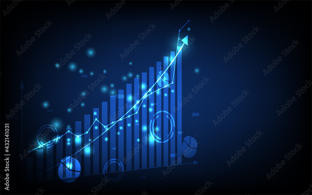 technology business background, graph financial with social network ...