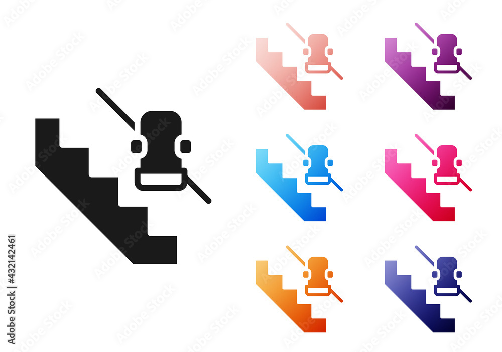 Black Disabled access elevator lift escalator icon isolated on white ...