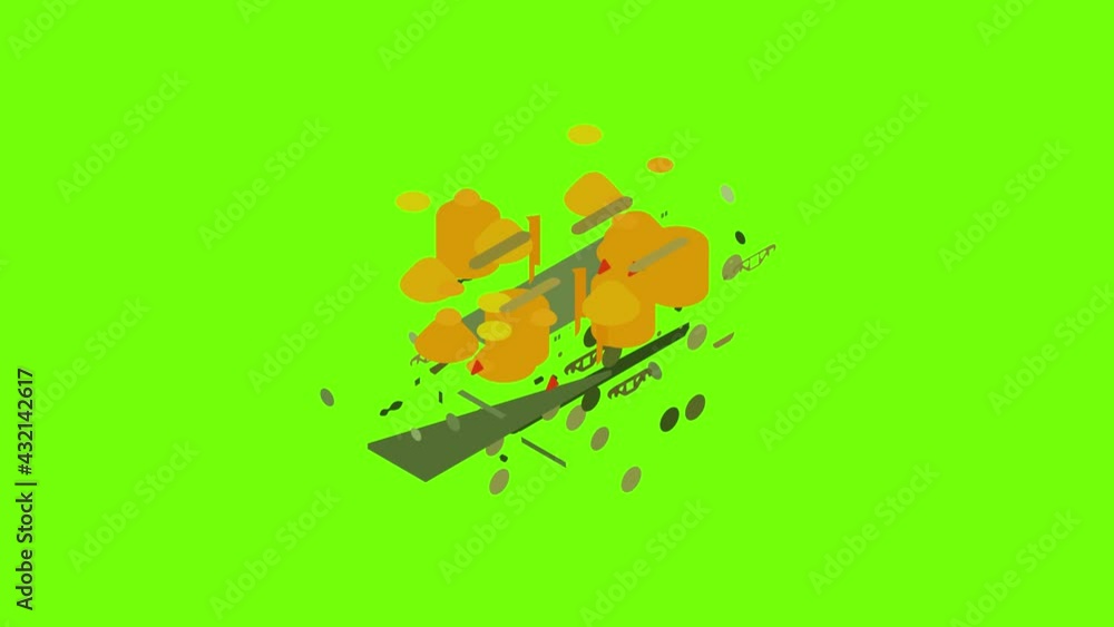 Wagon gas icon animation cartoon object on green screen background ...