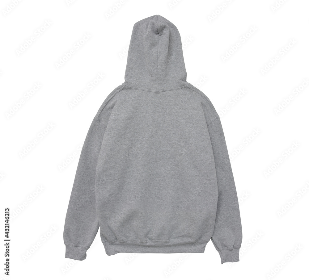Blank hoodie sweatshirt color grey back view on white background Stock ...