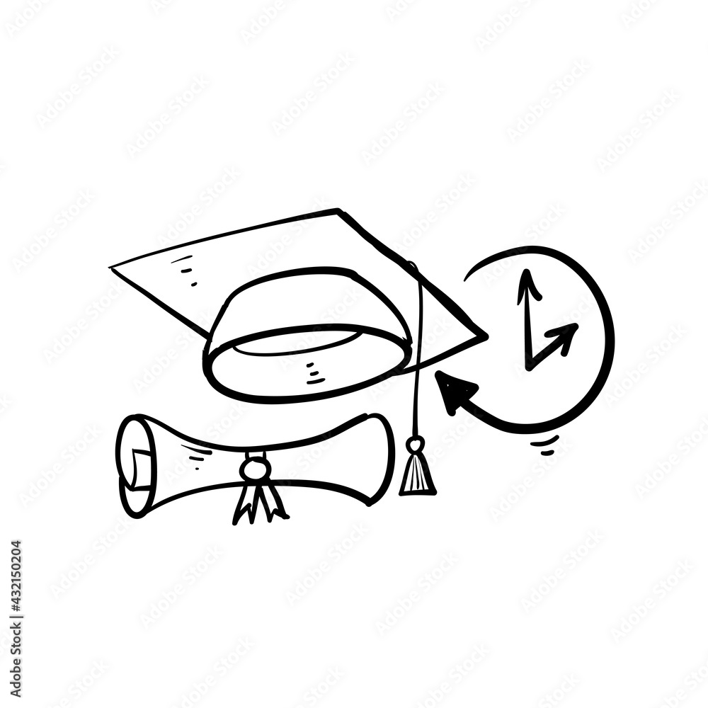 hand drawn doodle graduation time icon symbol illustration isolated ...