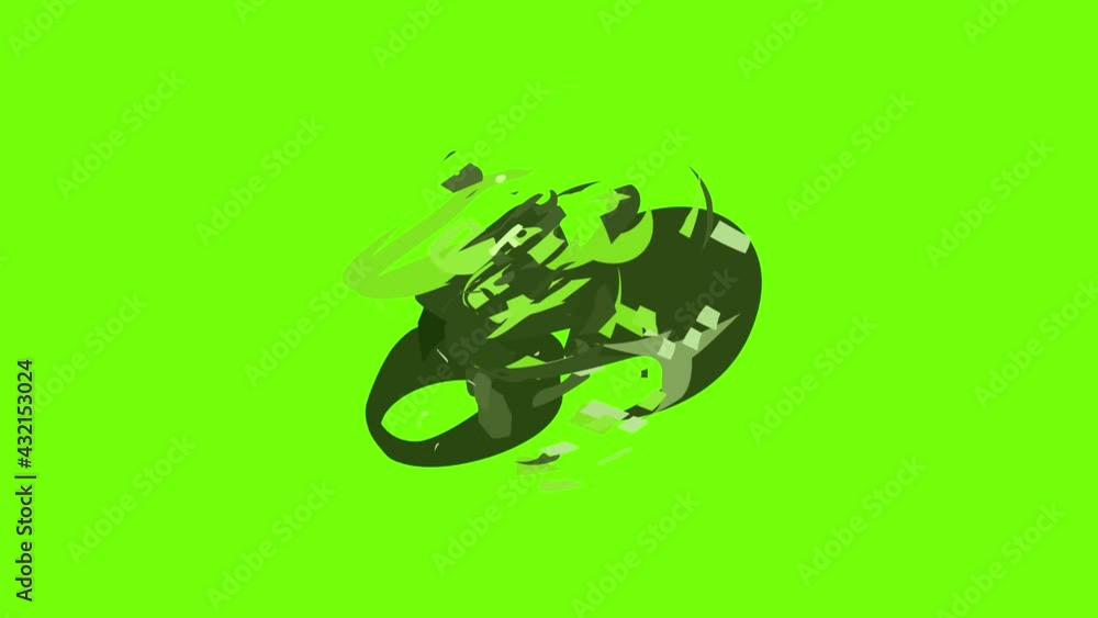 Helmet motorcycle icon animation cartoon object on green screen ...